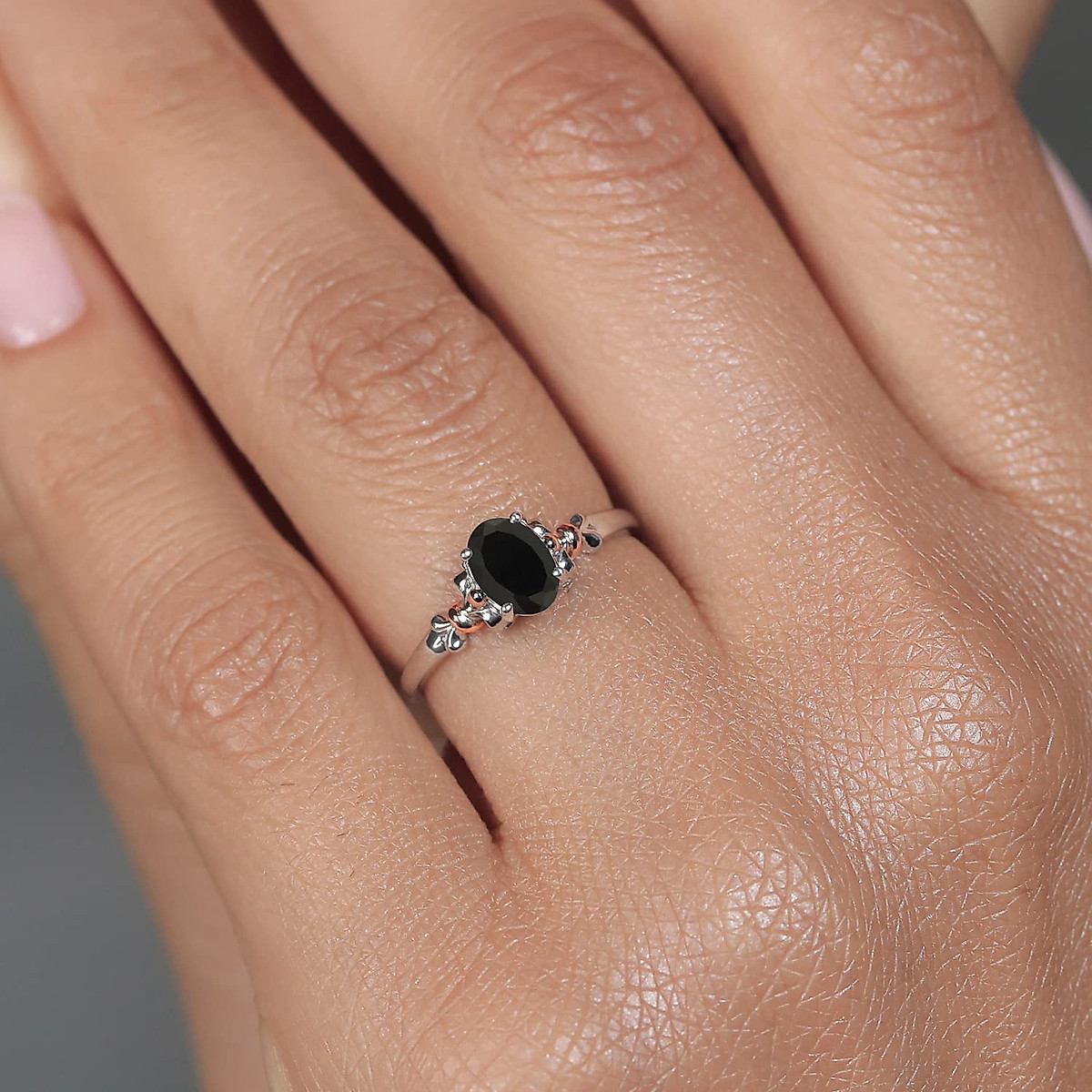 Gem Stone King 925 Silver and 10K Rose Gold Oval Gemstone Birthstone Engagement Ring | Oval 7X5MM | Wedding Engagement Anniversary Solitaire Promise Ring For Women