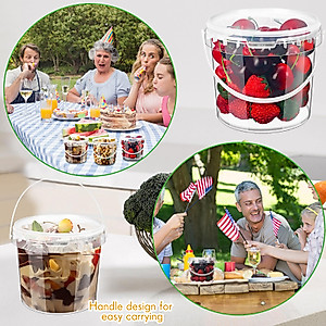 Funnymoom 20 Pack 48 oz Clear Buckets with Lid Plastic Ice Cream Buckets with Lid and Handle Ice Cream Tub Food Storage Containers Round Plastic Pails Freezer and Microwave Safe for Food