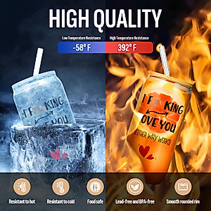 Romantic Gifts for Her, Him - Valentines Day Gift for Girlfriend Boyfriend Wife Husband Couples, Funny Present for Anniversary Birthday Christmas, I Love You Gift for Women Men, 16oz Glass Coffee Cups