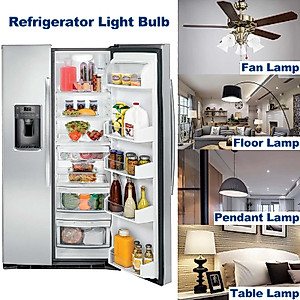 KEI D34L Refrigerator Bulb 3.5W 40 watt 120V Replacement, Compact Bright E26 Medium Base Corn Lamp for Fridge Freezer Appliance Home Lighting, A15 T10 Tubular Daylight White 5000K 580LM, 2 Pack