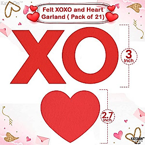 XOXO and Hanging Heart Valentine Garland – 6 String, No DIY | Felt Heart Garland for Galentines Day Decorations | XOXO Garland, Valentines Day Decor | Valentine Felt Garland, Valentines Decorations