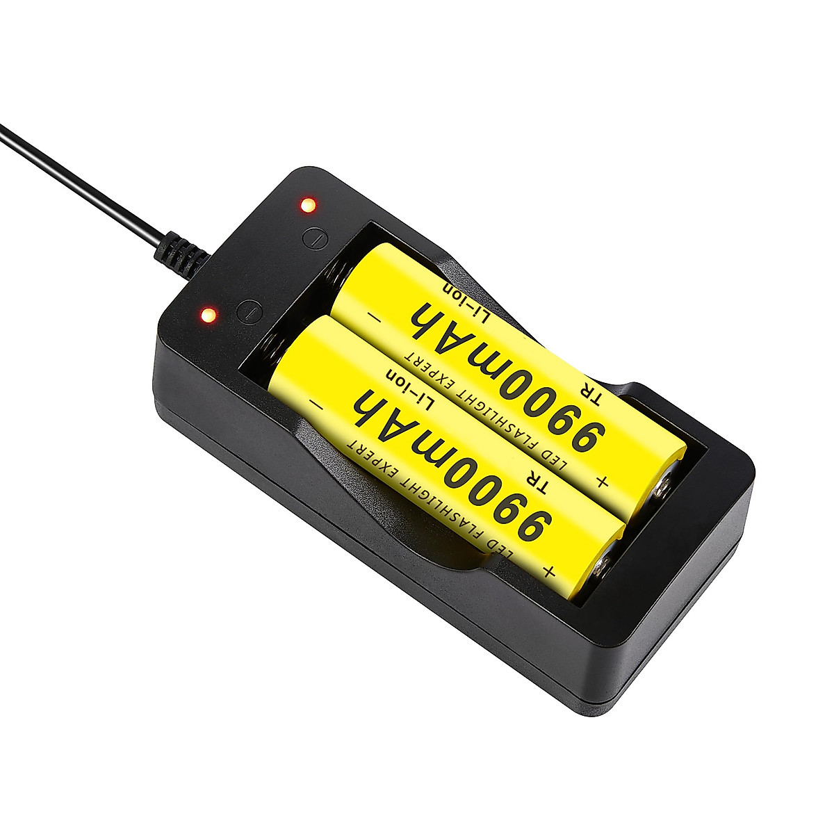 2PCS Rechargeable 9900mAh 3.7 Volt Battery High Capacity Batteries, with 2-Bays Smart Battery Charge for 18650 26650 14500 16340