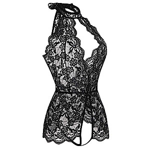 JJHAEVDY Women's Backless Sexy Lingerie Bodysuit Erotic Deep V Teddy Lace Babydoll Crotch Crotch Underwear Nightwear