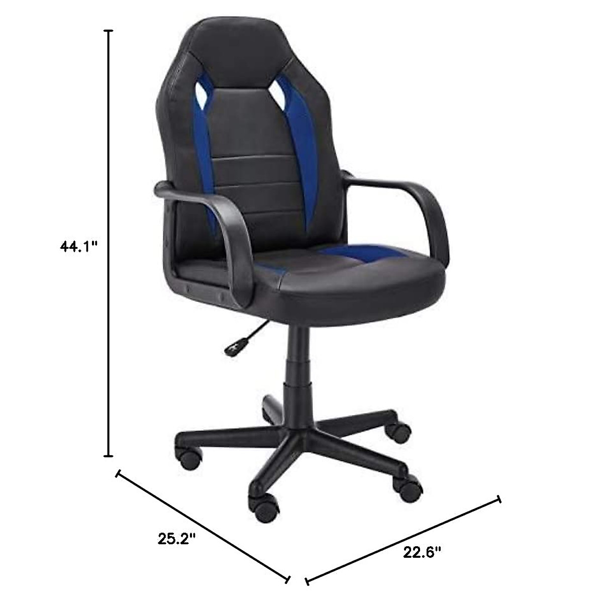 Amazon Basics Racing/Gaming Style Office Chair - Faux Leather, Blue, 25.2"D x 22.6"W x 44.1"H