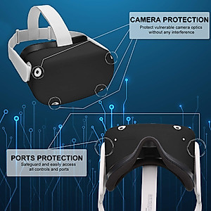 X-super Home 2021 Newest Silicone VR Shell Case for Oculus Quest 2 Soft Membrane VR Headset Protection Anti-scrach Shock-Resistant Accessories for Q2 (Black)