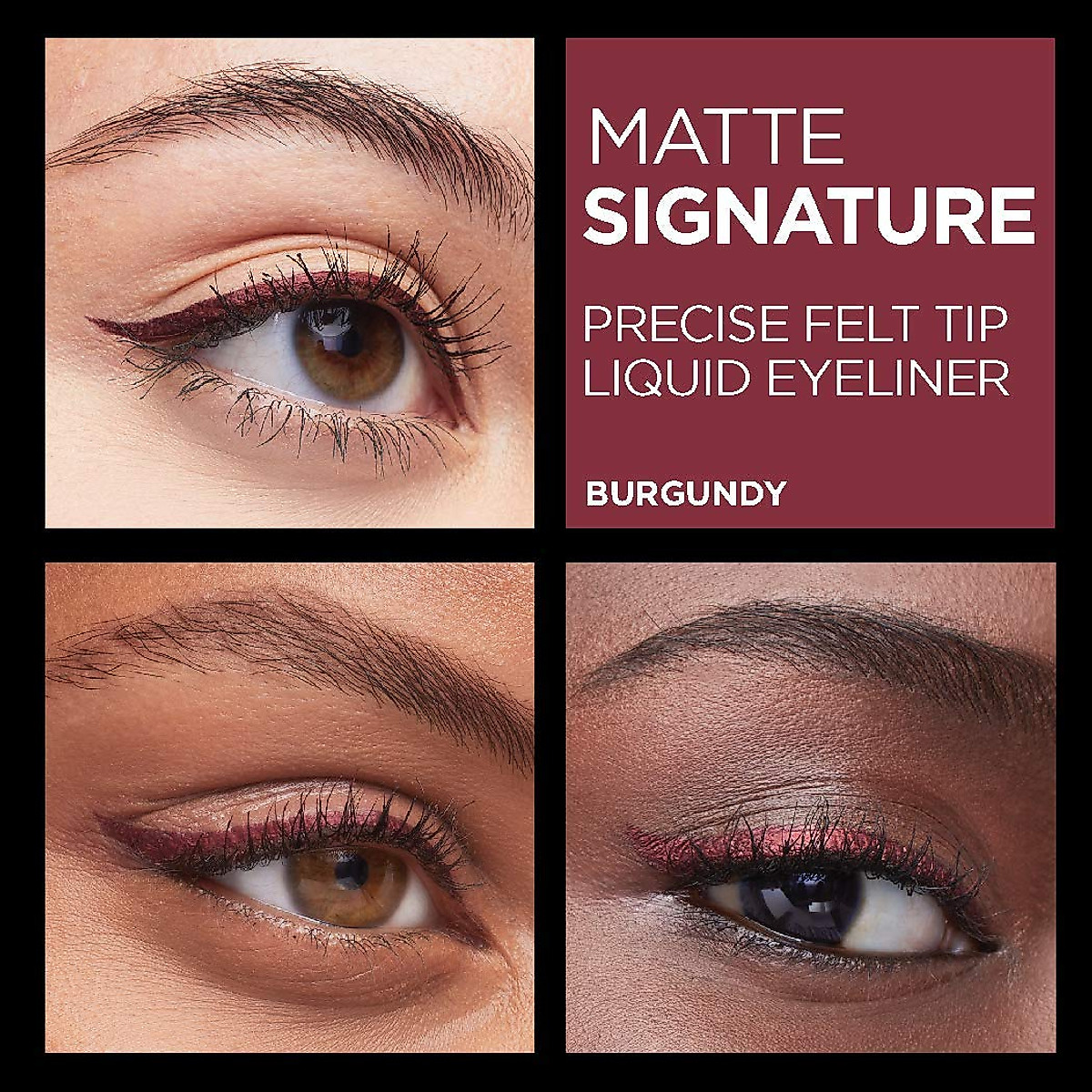 L’Oréal Paris Makeup Matte Signature Liquid Dip Eyeliner, Waterproof, Precise and Easy Application, All Day Wear, Vivid Matte Finish, Burgundy, 0.07 fl; Oz.