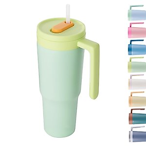 Fijinhom 40 oz Tumbler with Handle and Straw, Triple Layer Insulated Stainless Steel Water Bottle with Infuser, Travel Tumbler Fit Most Cupholder, Gifts for Women & Men, Mint