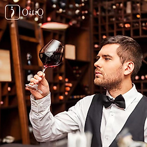 OitiO Red Wine Glasses Set of 4, 20 oz Crystal Wine Glasses Large, Long Stem White Wine Glasses Modern with Wine Stopper, Premium Gift Set for Wedding Anniversary Birthday Christmas Women Men