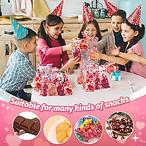 Biubee 160 Pieces Valentine Cellophane Bags- 4 Assorted Styles Valentines Favor Treat Gift Goodie Cello Bags Clear with 160pcs Twist Ties for Valentines Party Supplies Candy Cookies