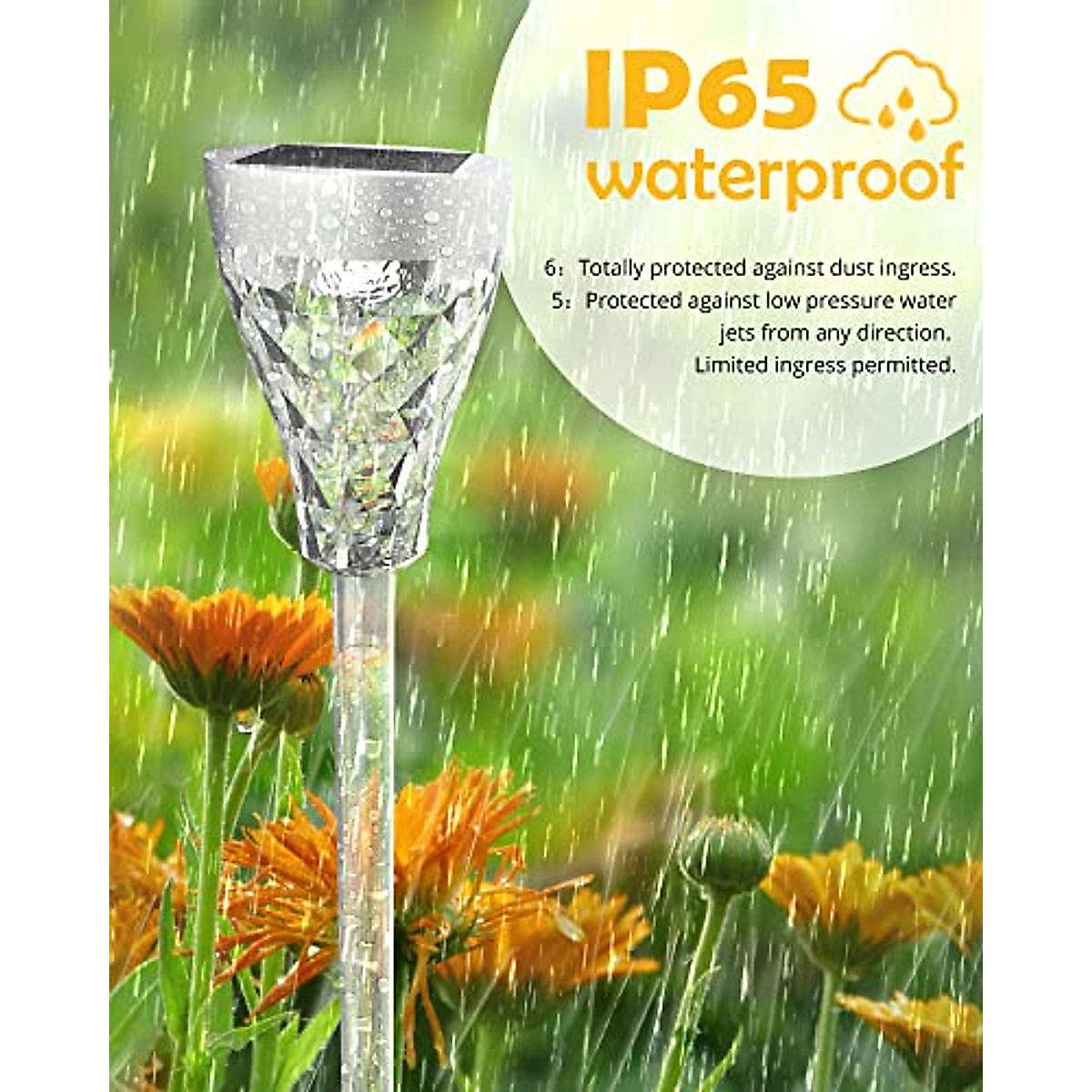 JACKYLED 8 Pack Solar Pathway Lights with Ripple Effect, 3 Modes, Solar Walkway Lights Outdoor Waterproof Garden Landscape Decorative Lighting Auto On/Off for Path Driveway Backyard Lawn