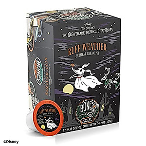 Bones Coffee Company Ruff Weather Flavored Coffee Bones Cups Oatmeal Creampie Flavor | 12ct Single-Serve Coffee Pods | Keurig Coffee Pod From Disney Tim Burton's The Nightmare Before Christmas