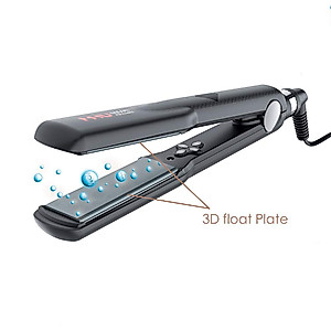 Professional Keratin Hair Straightener 1.25" Wide Flat Iron Hair Straightener Instant Heat Up Flat Iron 285℉-450℉, Dual Voltage, Auto Shut Off (Black)