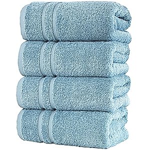 Hammam Linen Light Blue Hand Towels 4-Pack - 16 x 29 Turkish Cotton Premium Quality Soft and Absorbent Small Towels for Bathroom