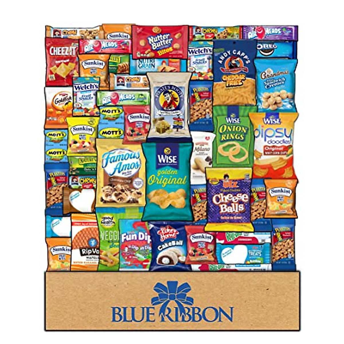 BLUE RIBBON Easter Snack Box Care Package Variety Pack (52 Count) Cookies Chips Candy Snacks Box for Office Meetings Schools Friends Family Military College Women Men Adult Kids