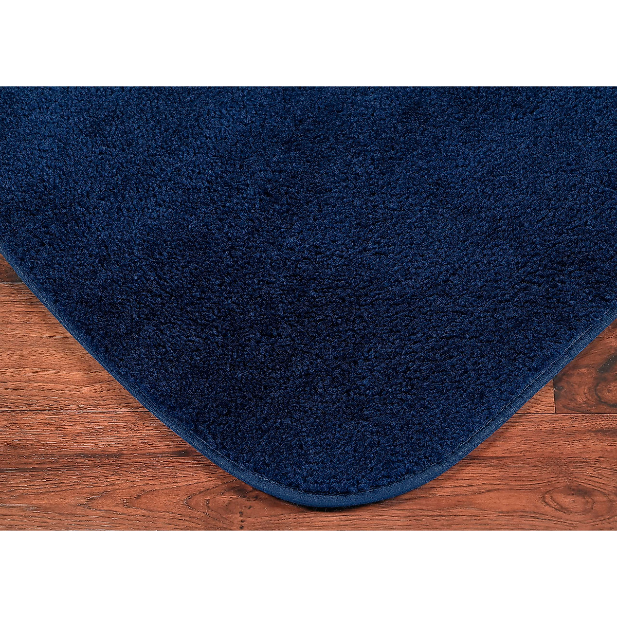 Garland Rug Traditional Washable Bath Rug Set, 4 Piece (Toilet Seat Cover,Contour Rug, 21" x34', 17"x24" Bath Rugs) Navy