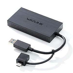WAVLINK USB C or USB 3.0 to Dual HDMI Adapter, 1080P@60Hz Dual Monitors for Windows 7/8/8.1/10/11, Mac OS 10.10+, ChromeOS, Android,Thunderbolt 3/4, Not Compatible with Linux, iPad OS