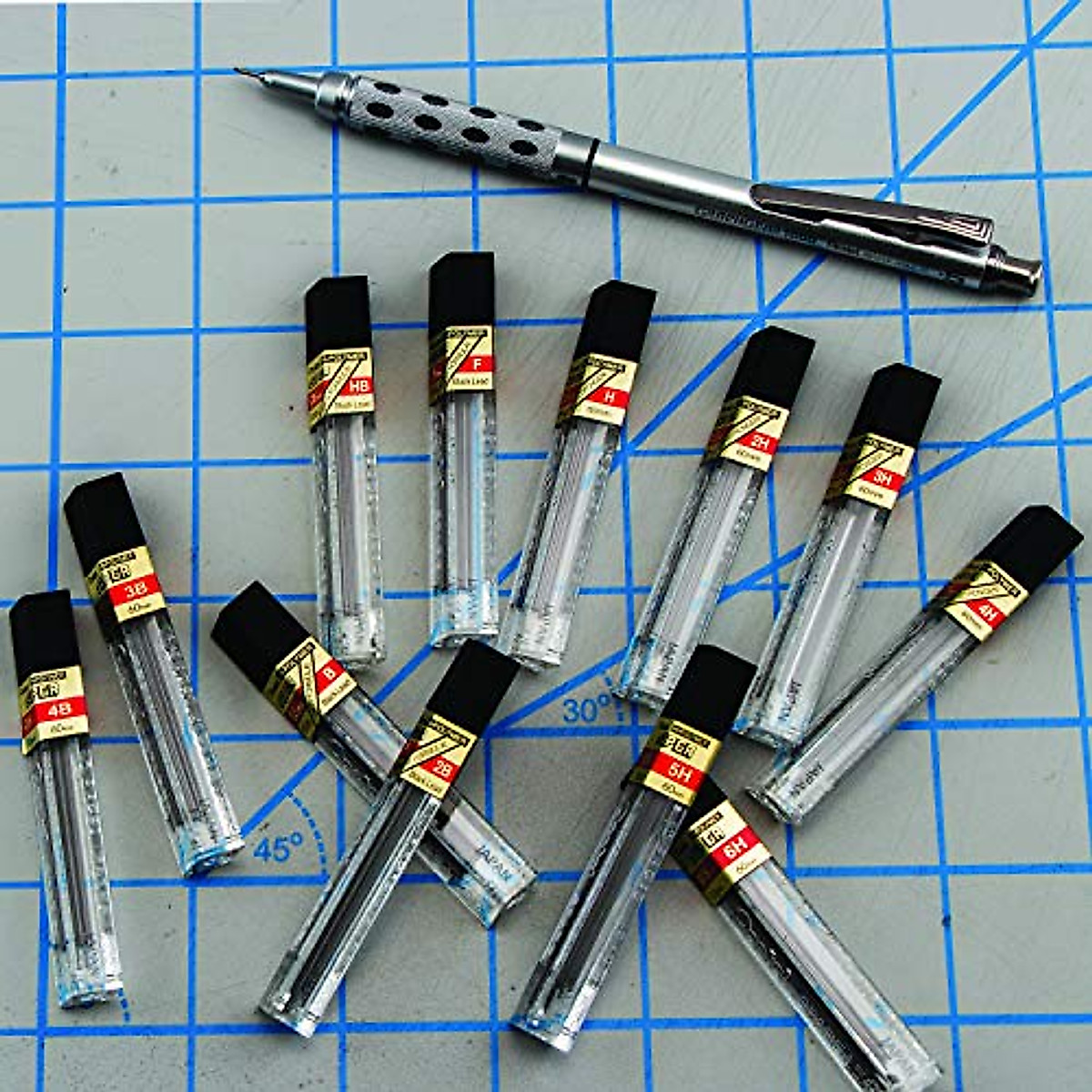 Pentel Super Hi-Polymer Lead Refills, 0.5mm, 12 Leads per Tube, Black (C505-HB)