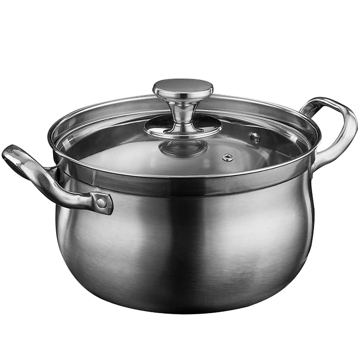 SHERCHPRY Induction Stock Pot Stainless Steel Saucepan with Glass Lid Classic Cookware Sauce Pan Cooking Pot for Boiling Milk Sauce Gravies Pasta Noodles 24CM Stainless Steel Stock Pot