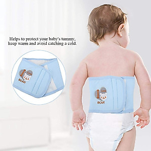 Baby Belly Belt, Newborn Abdomen Keep Warm Button Band Children Waist Support Band for Toddler Boys or Girls, 22inchx6.3inch(Blue)