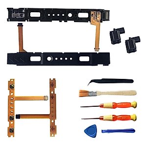 Rinbers Left Right Slide Rail Slider Bracket with Sensor Flex Cable Replacement with Repair Tool Kit for Nintendo Switch NS 2017 Joy-Con Controller Slide Bar (NOT for Console)