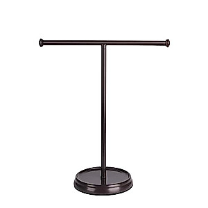 ALUCSET 2 Pack Metal Modern Hand Towel Holder Rack Stand with Base for Bathroom Kitchen Vanity Countertops to Display and Store Small Towels or Washcloths (Coffee, Set of 2)