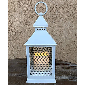 Farm House Lanterns {12 Pc Set} 10" Decorative Lanterns with Flameless LED Lighted Candle, 5HR Timer, Weather Resistant - Indoor Outdoor Home Garden Weddings (12 Pack - White)