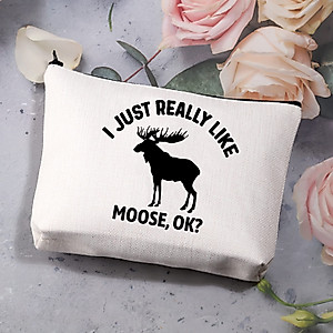 BDPWSS Moose Makeup Bag Moose Lover Gift I Just Really Like Moose OK Funny Moose Themed Gift (really like moose)