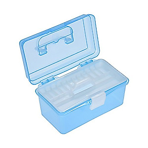 mewmewcat art box with handle,Clear Plastic Art Storage Box Watercolor Oil Painting Supplies Multipurpose Case Portable for Artists, Blue