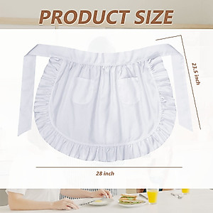 Hercicy 4 Pack Waist Apron Ruffle Retro Apron White Half Apron Maid Apron Cute Vintage Apron with Pockets for Women Chef Waitress Cooking Kitchen Costume
