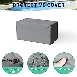 Amopatio Oversized Patio Furniture Aluminum Loveseat, All-Weather Outdoor 2 Seats Sofa Couch, Modern Metal Chair w/ 5 Inch Cushions, White&Blue (Include Waterproof Sofa Covers)