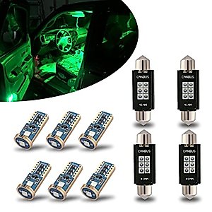 iBrightstar 41mm 211-2 212-2 578 194 168 T15 LED Bulbs 3030 Chipset Error Free for Car Truck Interiors Dome Map Door Courtesy License Plate Lights pack of 10, Green