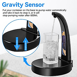 Gravity Sensor Desktop Water Dispenser for 1-5 Gallon Bottle, Drinking Water Table Pump for 5 Gallon Jug, USB Charging Battery Powered Water Dispenser