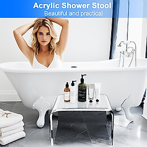 BOPKOWI Acrylic Step Stool,Acrylic Stool,Acrylic Small Step Stool,Clear Foot Stool,Clear Acrylic Footstool with Non-Slip for Bathroom,Holds Up to 250l (No Non-Slip Stool, Pack of 1)