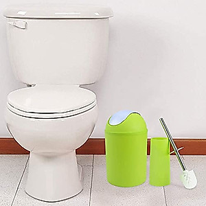 GOTOTOP Lime Green Bathroom Accessories Green Bathroom Accessories Set Bathroom Sets Accessories 6PCS Includes Toothbrush Holder,Waste Bin,Soap Dish,Toilet Brush,Rinse Cup Sprayer Bottle,Green