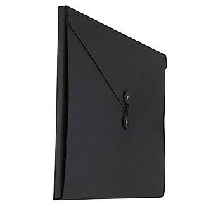 JAM PAPER Kraft Portfolio with Button and String Closure - Jumbo - 12 1/2 x 16 1/2 x 1/2 - Black Recycled - Sold Individually