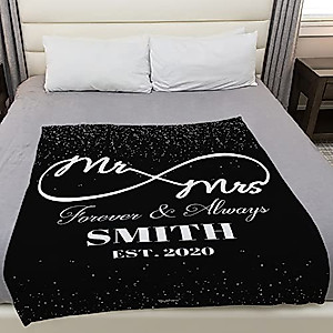 TOYSHEA Personalized Throw Blanket Mr Mrs Forever Always Custom Blanket Couple for Family Husband Wife Gifts Wedding Anniversary Valentine's Day Birthday Christmas