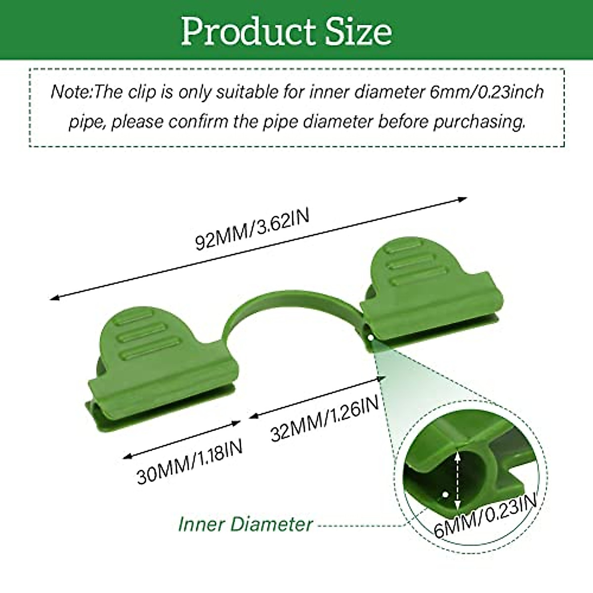 40pcs Greenhouse Clamps, 6mm PP Double Head Fixed Greenhouse Clamp, Plant Stakes Garden Snaps Pipe, Netting Hoop Row Cover, for Home Garden Season Plant Extension Support(Green)