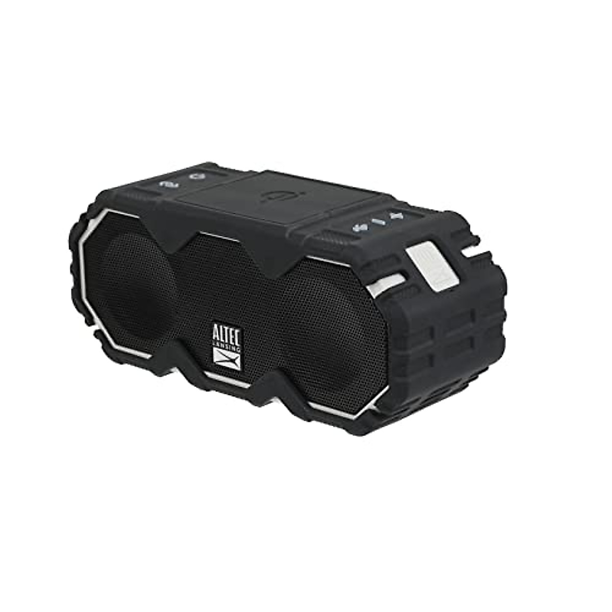 Altec Lansing Mini LifeJacket Jolt Bluetooth Speaker with Qi, Wireless, Waterproof, Portable, Speakers, Loud Volume, Strong Bass, Rich Stereo System, Microphone, 16 Hour Battery, 100 ft Range, Gray