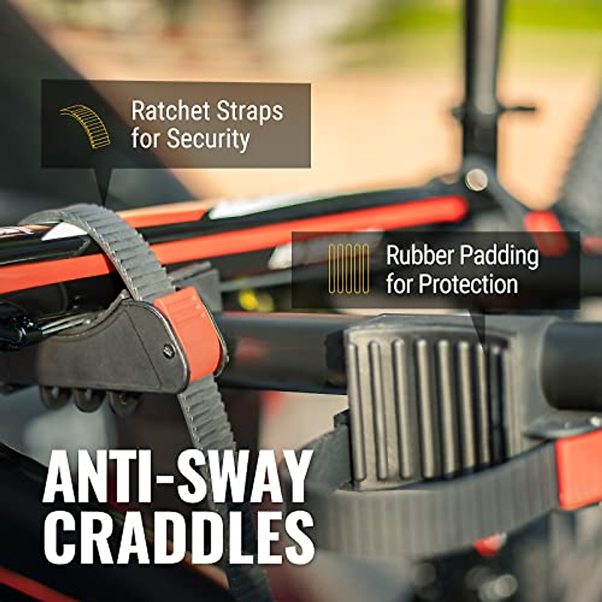 BougeRV Hitch Bike Rack Locking Feature Easy Assembly with 2'' Hitch Receiver, Foldable 4-Bike Hitch Carrier Rack for Car, Pull for Trunk Access, fit for SUV and Truck (165LB Capacity)