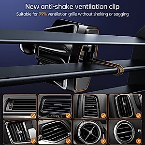 Wireless Car Charger for All Smartphones, 15W QI Fast Charging，Auto-Clamping Car Wireless Charger Air Vent Car Phone Mount (Black)