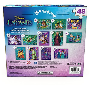 Disney Encanto, 12 Jigsaw 48-Piece Puzzle Pack Easy Quick Cartoon New Colombia-Themed Musical Movie Characters, for Kids Aged 4 and up