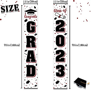 LASKYER Congrats Grad Class of 2023 Red Door Banner - Perfect for School Home Door Sign Porch Sign Backdrop 2023 Graduation Party Decorations.
