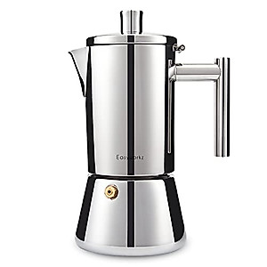 Easyworkz Diego Stovetop Espresso Maker Stainless Steel Italian Coffee Machine Maker 6Cup 10 oz Moka Pot Induction Espresso Pot