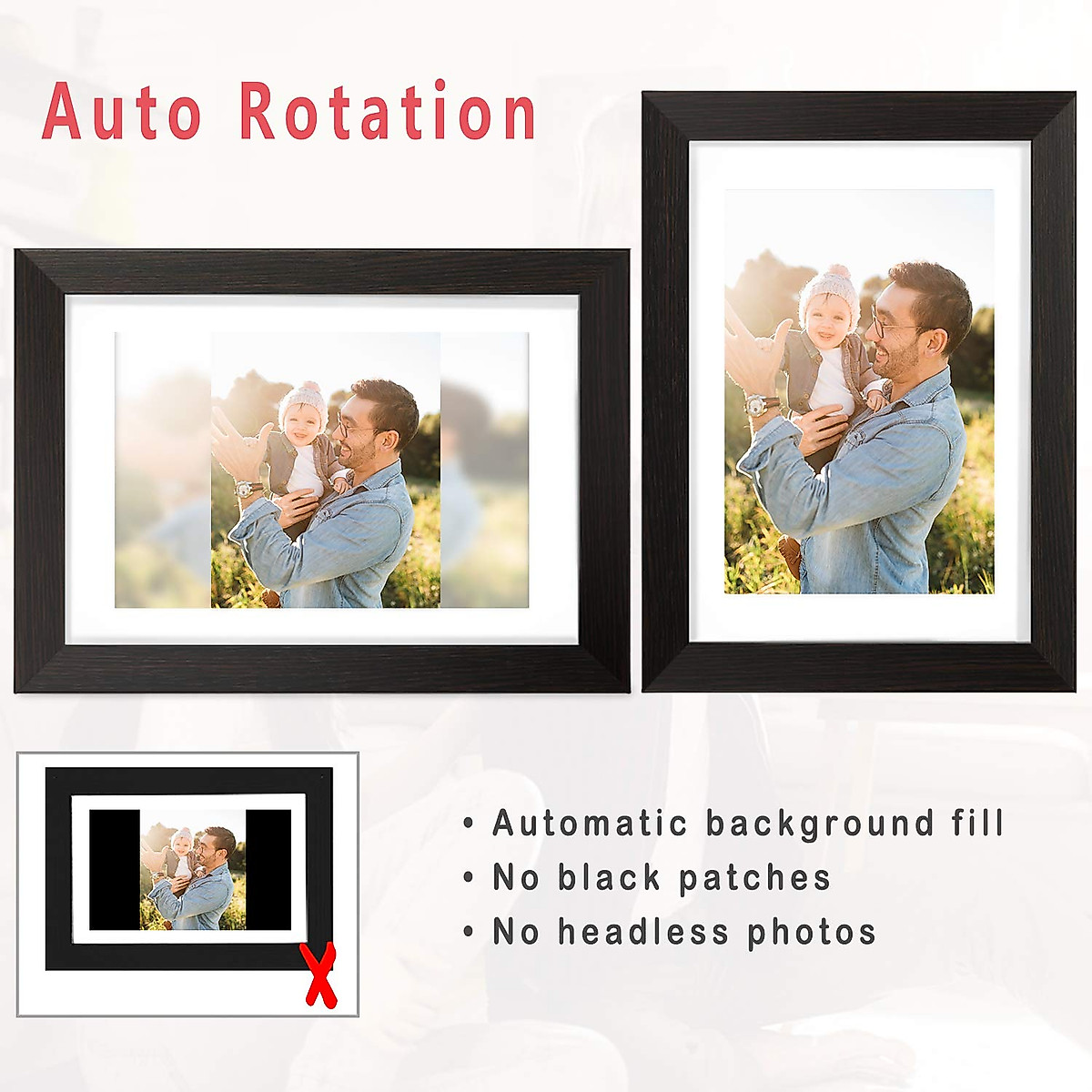 AEEZO Frameo 9 Inch WiFi Digital Picture Frame, IPS Touch Screen Smart Digital Photo Frame with 16GB Storage, Easy Setup to Share Moments Instantly via Frameo APP, Auto-Rotate, Wall Mountable (White)