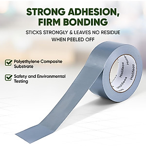 Holifeos Duct Tape 6 Rolls, Duct Tape Heavy Duty 2 Inches X 30 Yards, Waterproof Tape for Outdoor and Indoor Use, Silver Duct Tape Bulk Tear by Hand, Strong Adhesive Tape with No Residue