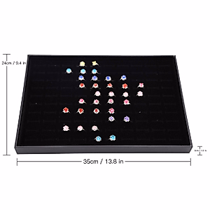 Stratalife Ring Organizer for Jewelry Ring Storage Stackable Drawer Ring Display Tray Jewelry Holder Black Showcase for Multiple Rings Drawer Inserts (100 Slot Rings)