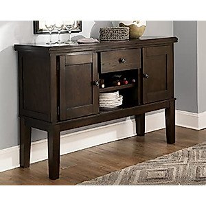 Signature Design by Ashley Haddigan New Traditional Dining Room Buffet with Wine Rack, Dark Brown