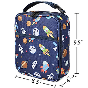Tirrina Insulated Lunch Box for Men Women, Portable Thermal Small Lunch Bag for Office Work Picnic, Reusable Compact Lunchbox Cooler Tote for Adults, Space Pattern