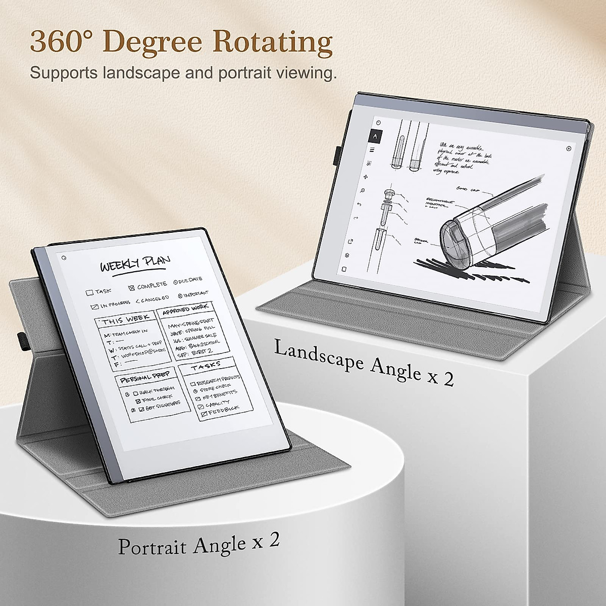 Fintie Case for Remarkable 2 Digital Paper Tablet 10.3 inch (2020 Released) - Premium PU Leather Rotating Cover with Card Slot + Slim Lightweight Book Folio Cover with Pen Holder