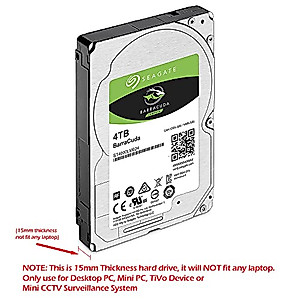 Seagate BarraCuda Internal Hard Drive 4TB SATA 6Gb/s 128MB Cache 2.5-Inch 15mm (ST4000LM024) (Renewed),Mechanical Hard Disk